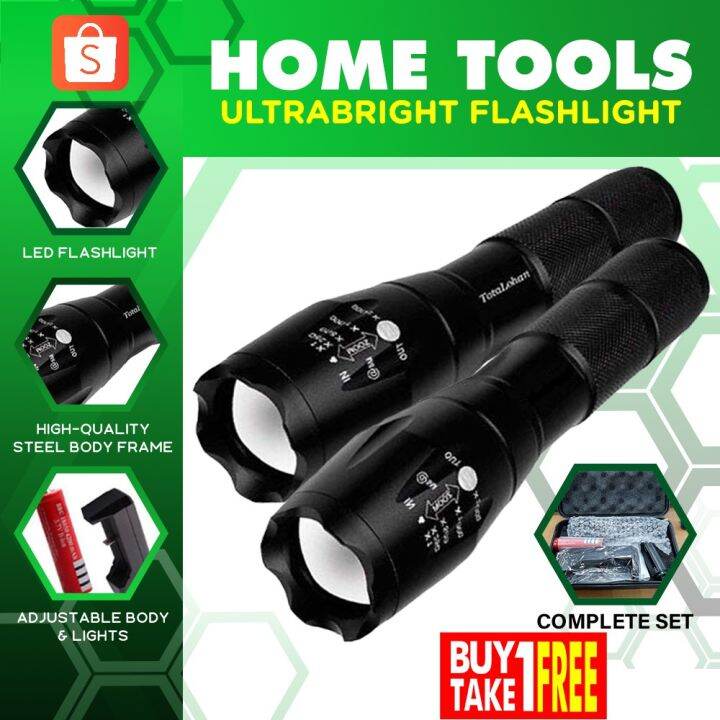 【READY STOCK】 ♨Buy 1 Take 1 Taclight Flashlight Recharable Water Proof ...