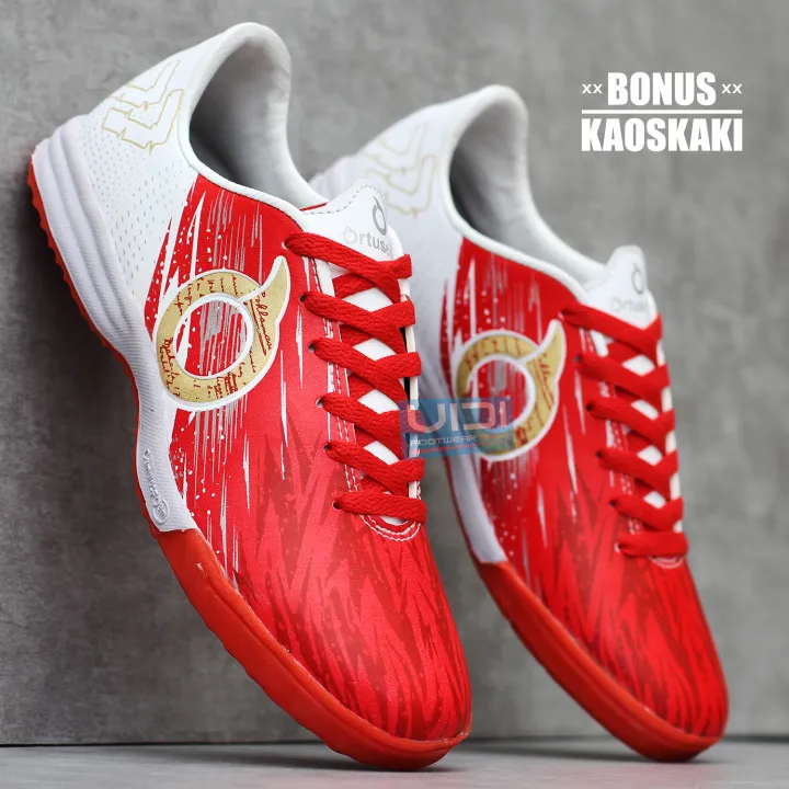 Sepatu Futsal Ortuseight CATALYST UNITY IN FG Scarlet Ortred Gold Ortus ...
