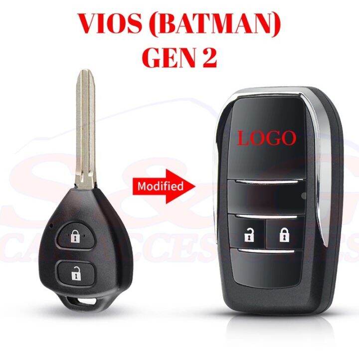【Ready Stock】 SG TOYOTA VIOS Gen 2 (Batman) Modified Flip Key Case ...