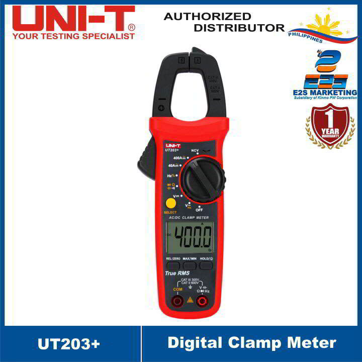 UNI-T Digital Clamp Meter 400A True RMS UT-203+ AC/DC Voltage AC/DC ...