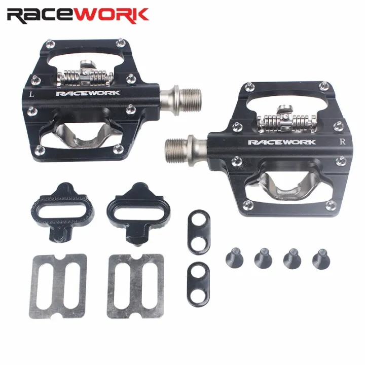 RACEWORK MTB mountain bike self-locking pedal + flat pedal aluminum ...