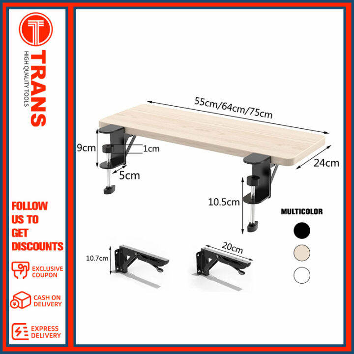 Trans Ergonomics Desk Extender Tray Punch-Free Clamp on Foldable ...