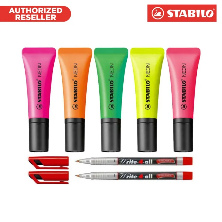 STABILO Neon - Multicolor 5s with STABILO Write-4-All Super Fine - Red ...