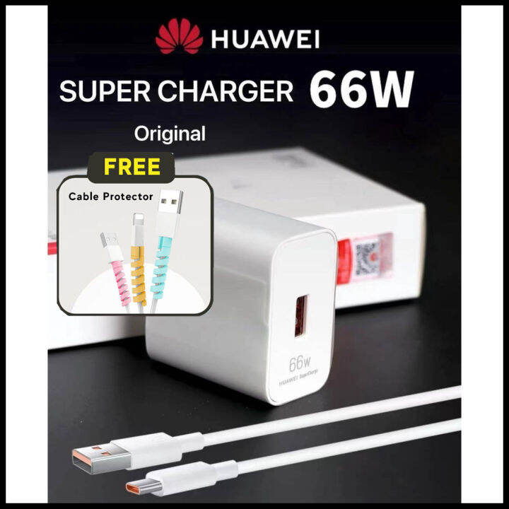 Huawei 66W SuperCharging Charger 3 Pin with Free 1 Meter 6A Type C Data ...