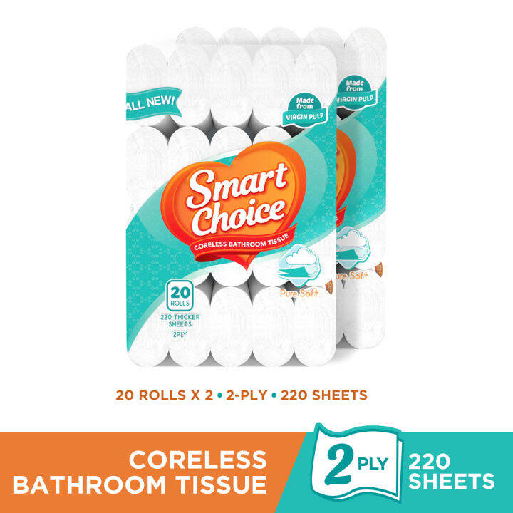 SMART CHOICE CORELESS BATHROOM TISSUE 2PLY 20s x 2 PACKS | Lazada PH