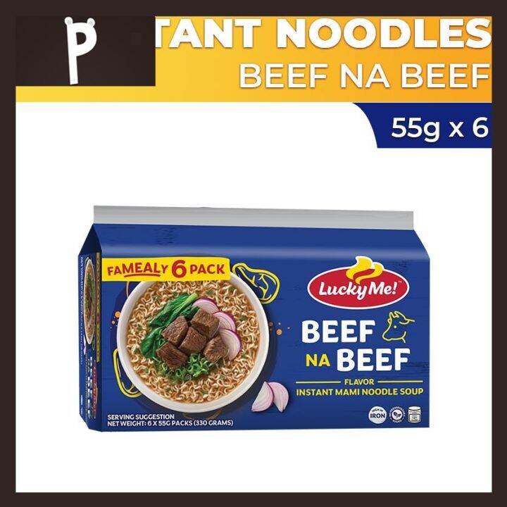 Parnella Lucky Me! Instant Noodle Soup Beef na Beef Multipack 55g x 6 ...