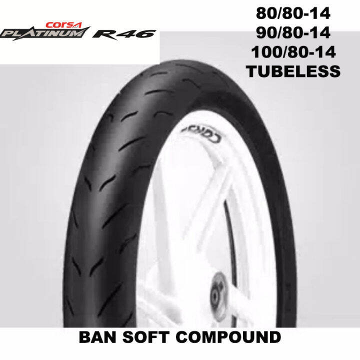 BAN LUAR MOTOR CORSA R46 SOFT COMPOUND RING 14 TUBELESS UKURAN 90/80-14 ...