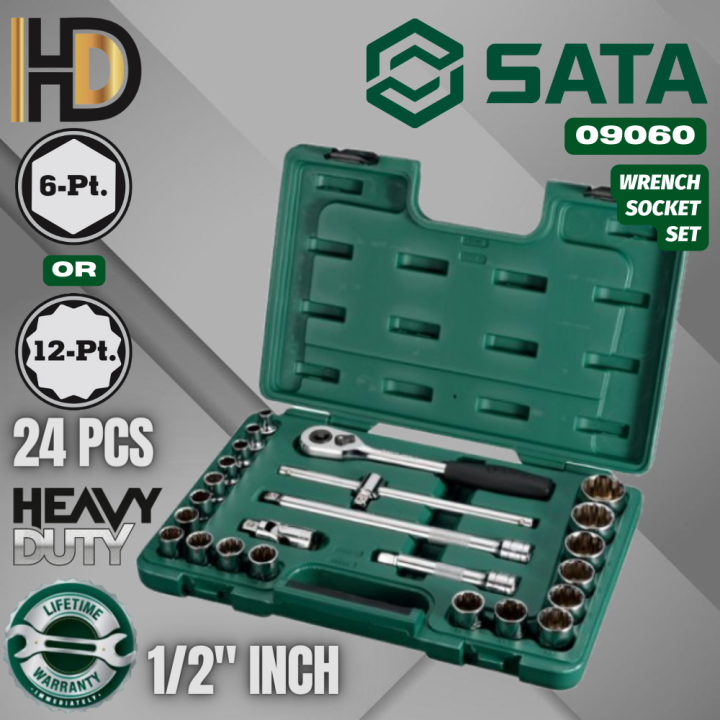 SATA 24 PCS 1/2" Wrench Socket Set / 6 Point & 12 Point Optional ...