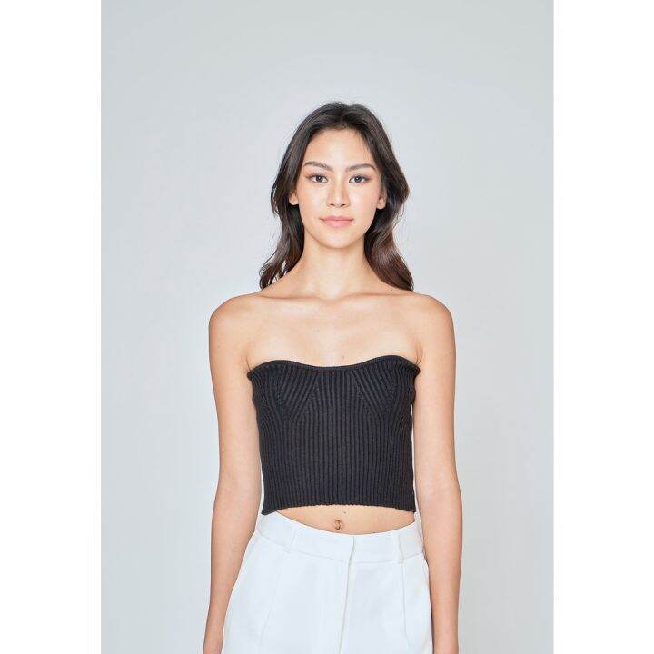 Leibniz Black Knitted Basic Tube Top | Lazada PH