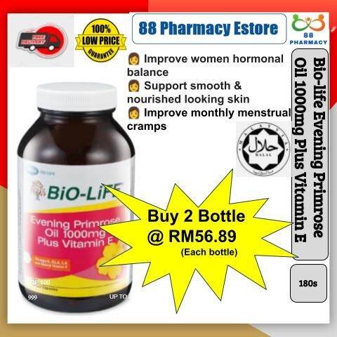 BiO-LiFE Evening Primrose Oil 1000mg Plus Vitamin E 180s (EPO to ...