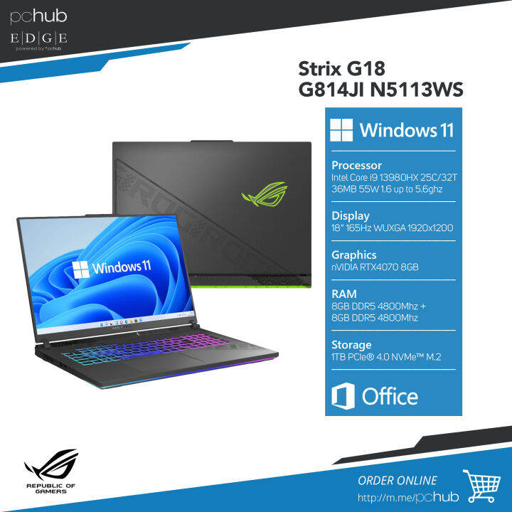 Asus Strix G18 G814JI N5113WS volt green, i9 13980hx, rtx 4070 8gb, 8gb ...