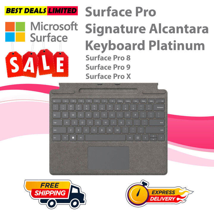 Microsoft Surface Pro Signature Alcantara Platinum Keyboard with Slim ...