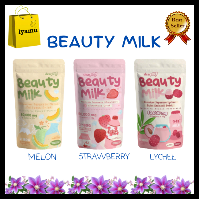 Beauty Milk Premium Japanese Drink 10 Sachets (Lychee-Swiss Stemcell ...