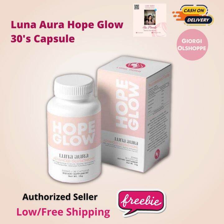 Luna Aura Hope Glow 30's Capsule Glutathione Whitening Anti Oxidant ...