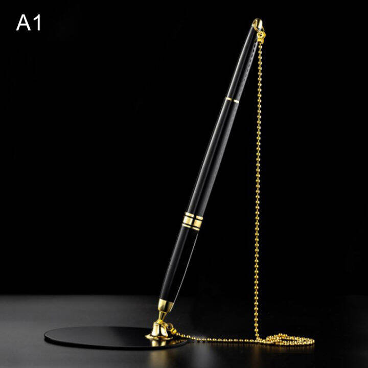 Sky Wing Sticky Desk Pens with Chain Fixed Bank Counter Pen Metal ...