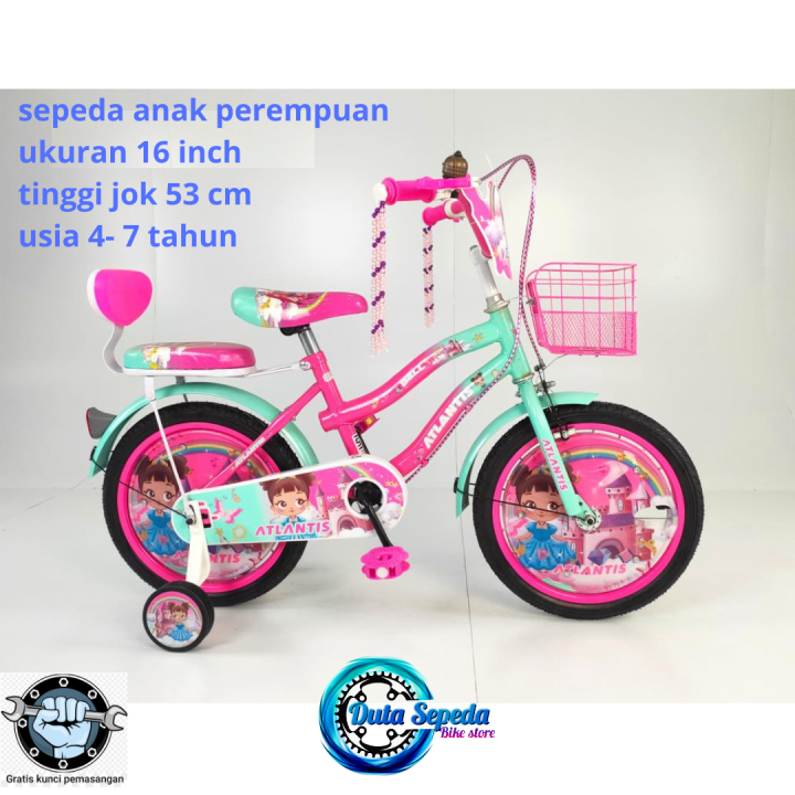 Sepeda anak perempuan ukuran 16 inch Atlantis bell trendy bunny usia 4 ...