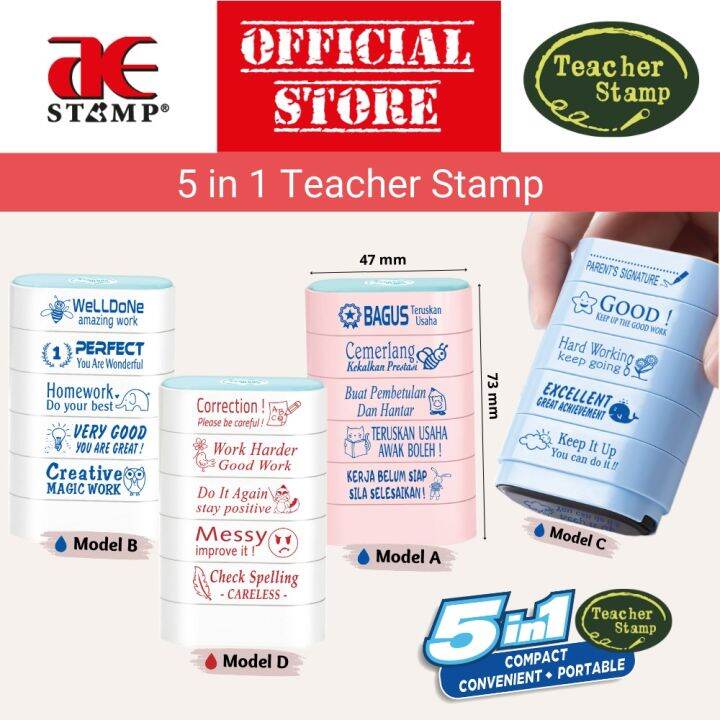 5 in 1 Teacher Stamp | New Teacher Stock Stamp | Teacher Stamp Set | Review Stamps for Teacher ...