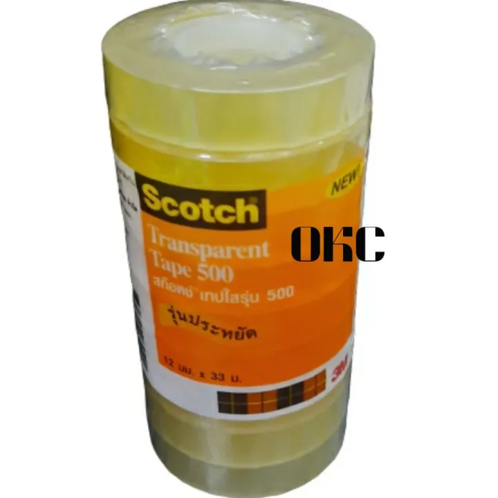 เทปใส แกน 1 นิ้ว Scotch #500 ขนาด 12 mm x 33 m. ( แพ็ค 9 ม้วน ...