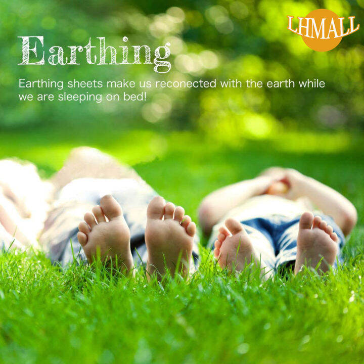 Earthing Grounding Fitted Sheet with 15ft Earth Connection Cable Pure ...