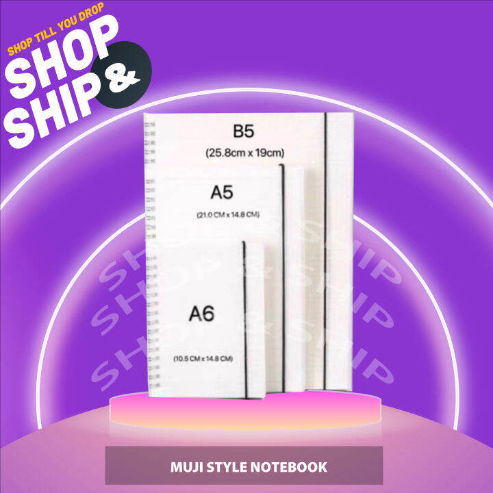 [SHOP 'N SHIP] MUJI inspired notebook A6 | A5 | B5 | A4 style Grid | Line | Dotted | Blank ...