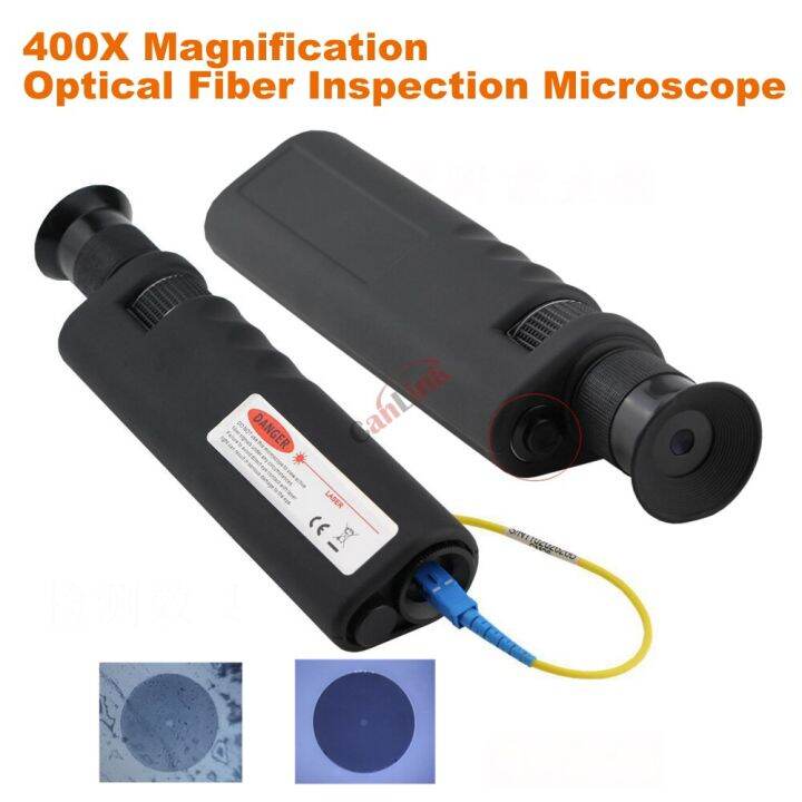 400X Magnification Optical Fiber Inspection Microscope with SC FC LC ST ...