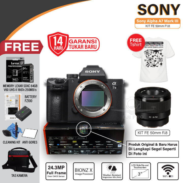 Sony Alpha A7III - A7 III + FE 50MM F1.8 - Mark 3 - A7M3 Mirrorless Camera Garansi | Lazada ...