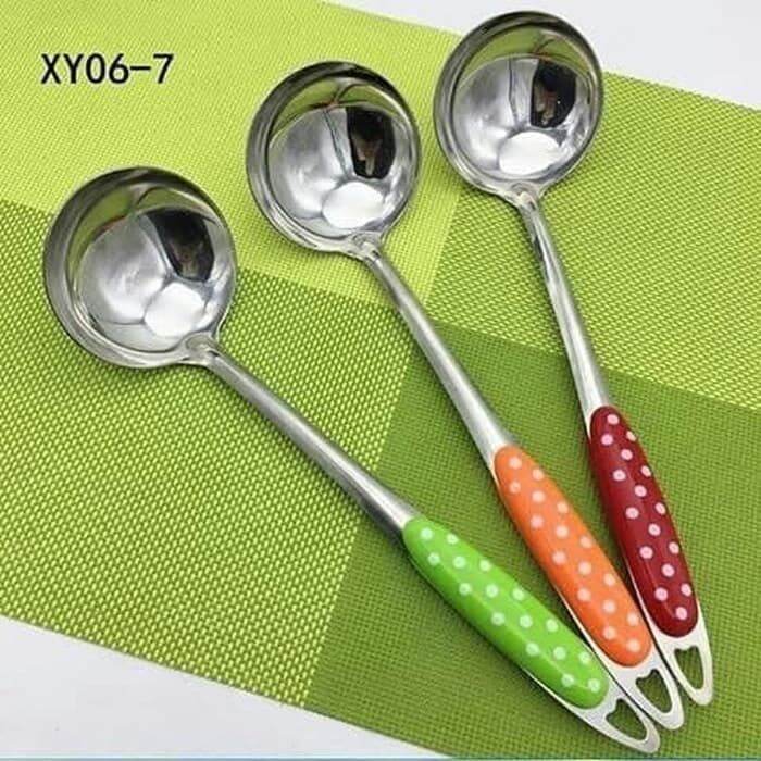 Centong Sayur Polkadot Jumbo / Irus Stainless Steel / Sendok Masak Sop ...