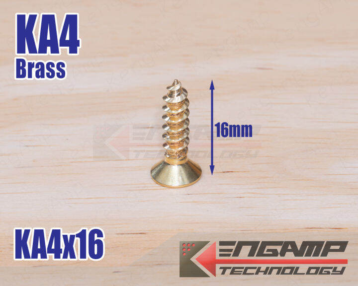 (20ตัว) KA4x16 Brass สกรูหัวแบนเกลี่ยวปล่อย วัสดุทองเหลือง | Lazada.co.th