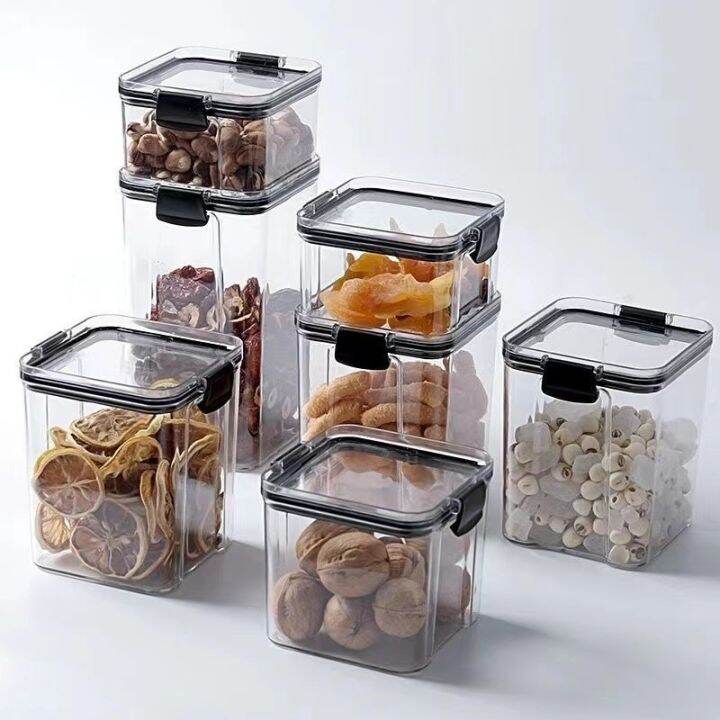 Seal pot grain kitchen receive food grade transparent plastic box ...