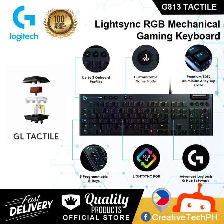 LOGITECH G813 Lightsync RGB Mechanical Gaming Keyboard (GL TACTILE ...