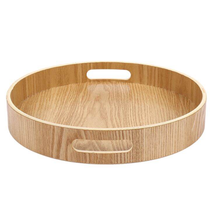 Round Serving Bamboo Wooden Tray for Dinner Trays Tea Bar Breakfast ...