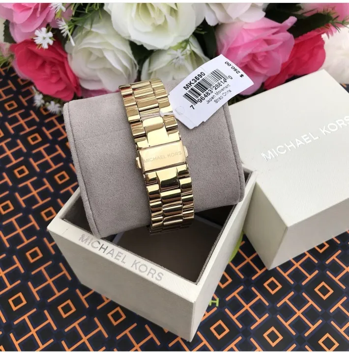 Guaranteed Authentic Michael Kors Women's Slim Runway Logo Gold-Tone ...