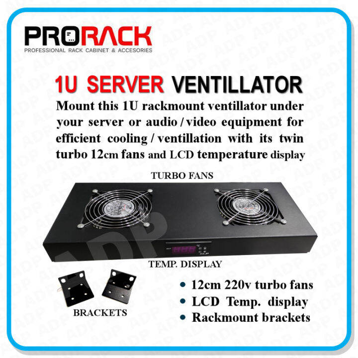 PRORACK 1U Server Rack Mount Twin Fan with temperature display 220v ...