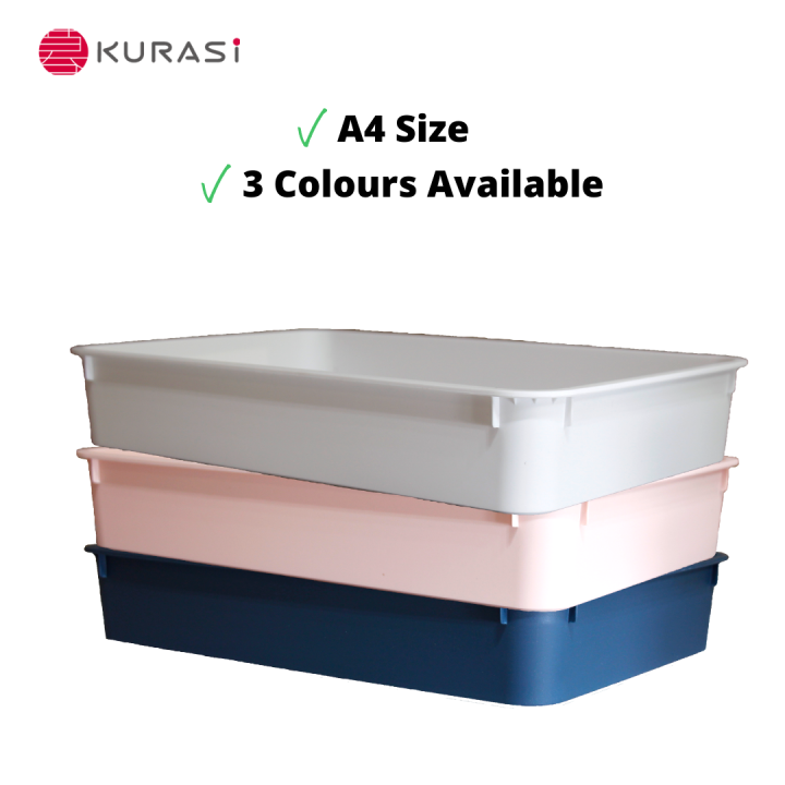 KURASi A4 Size Storage Box Basket Without Lid Cover Document Organizer ...