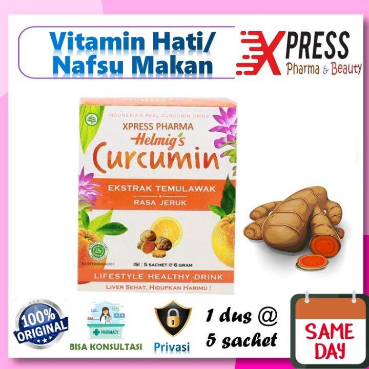 ⚡XPRESS⚡ Helmigs Curcumin Temulawak 1 dus isi 5 sachet Curcuma ekstrak ...