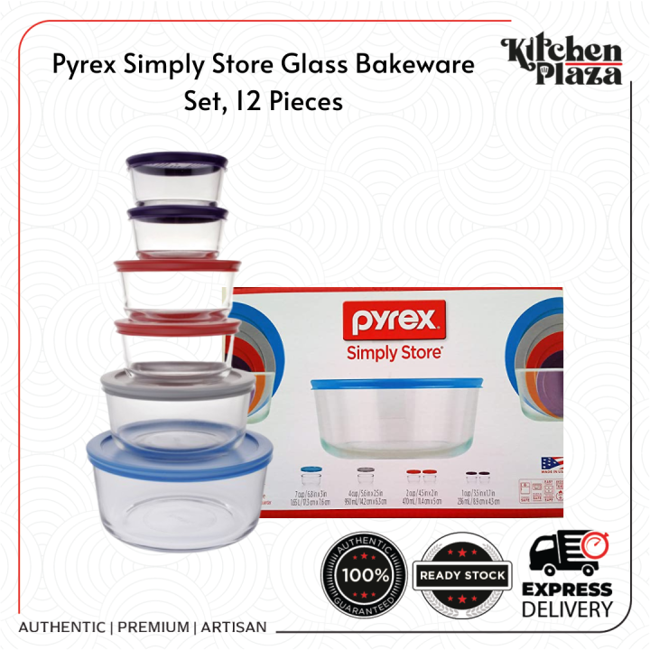 Pyrex Glass 12-Piece Simply Store Round Food Storage Set | Lazada