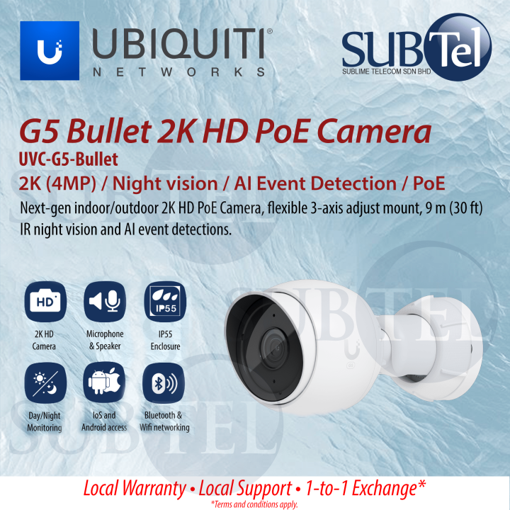 Ubiquiti G5 Bullet UVC-G5-Bullet 2K PoE CCTV Camera Outdoor IP55 with ...