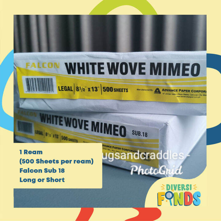 1 REAM Falcon Sub 18/63GSM SHORT 8.5 x 11Thick Whitewove Mimeo Paper ...
