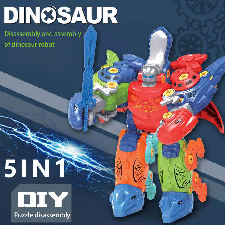 AOV Memisahkan Dinosaurus Robot Mainan 5-In-1 Dinosaurus Bangunan ...