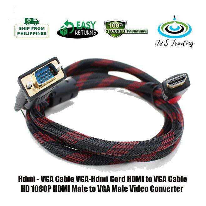 HDMI-VGA Cable VGA-HDMI Cord to HD 1080P Male Video Converter | Lazada PH