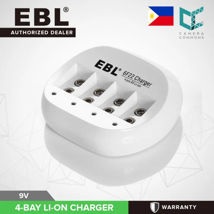 EBL 4 Bay Lithium Battery Charger for 9V Li-On Rechargeable Batteries ...
