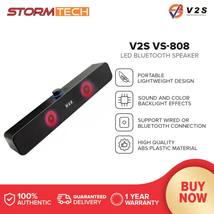 V2S VS-808 Bluetooth Speaker With LED Lighting Knob TF 360° Stereo ...
