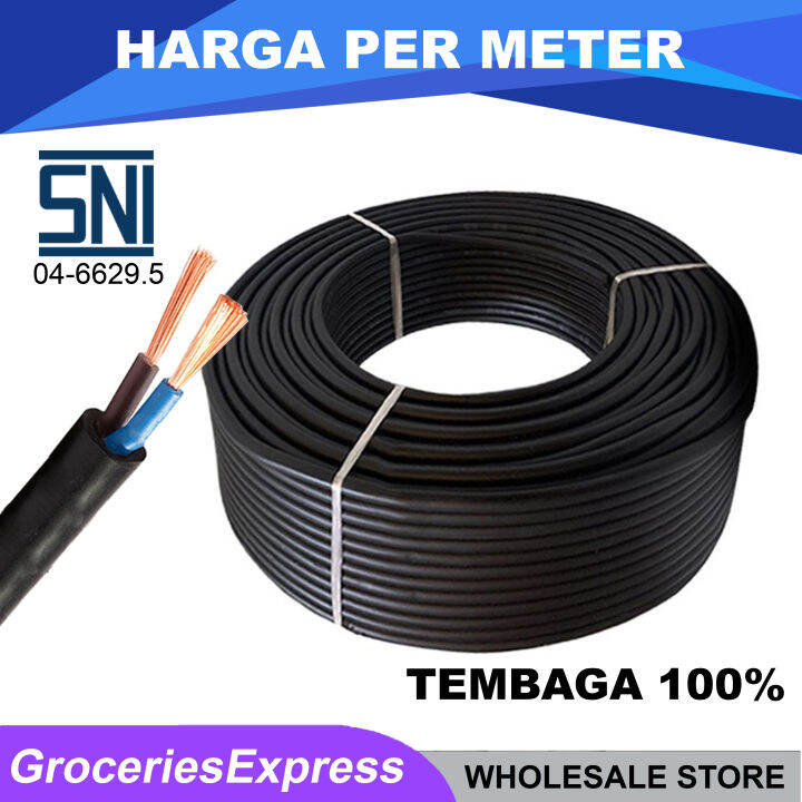 Kabel HYO NYYHY 2x0 75 SNI Serabut Tembaga Murni PVC Hitam Kabel Listrik Fleksibel Lentur Per ...