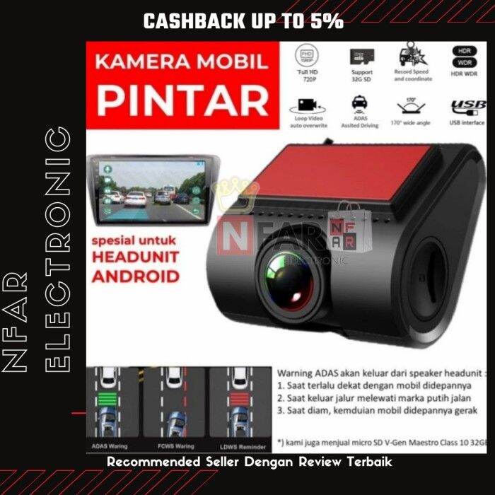 Dashcam DVR Android USB Kamera Depan Mobil ADAS Head Unit Perekam CCTV ...