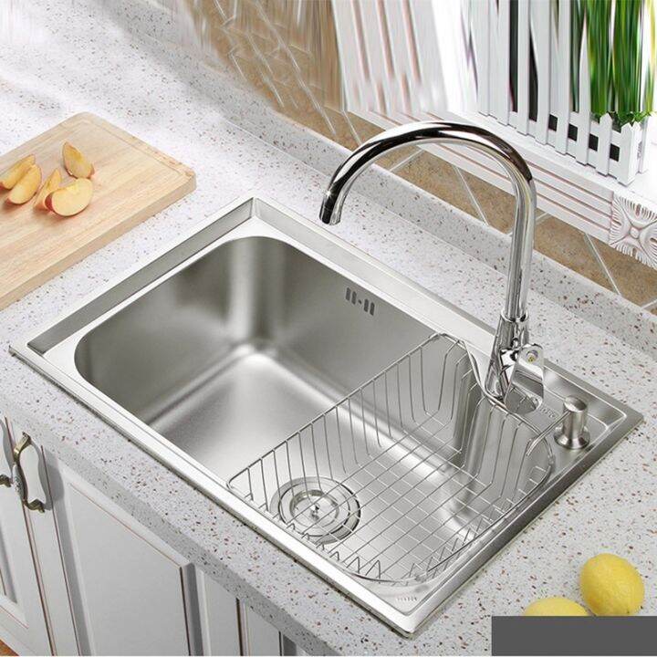 Manzan Large Kitchen Sink SUS304 Stainless Steel Thick Single Basin ...