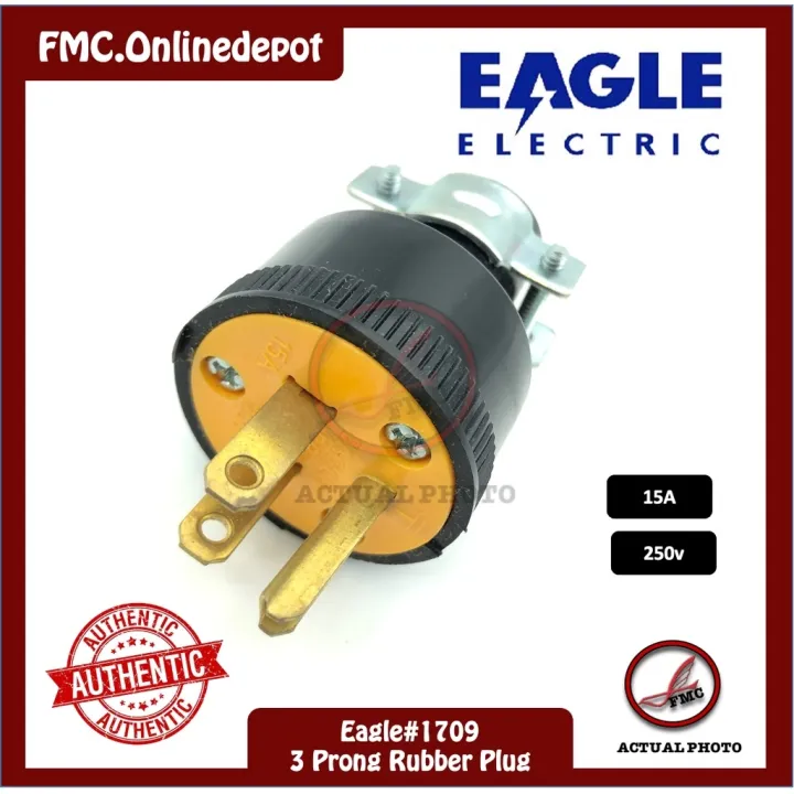 EAGLE - Heavy Duty Rubber Plug with Ground with clamp - 3 Prong - Eagle ...