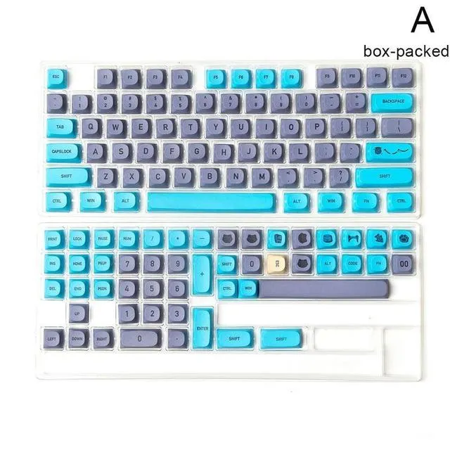 125 Keys Ma Pbt Profile Keycaps Dye Sub Keycap Blue Cat For Cherry Mx ...