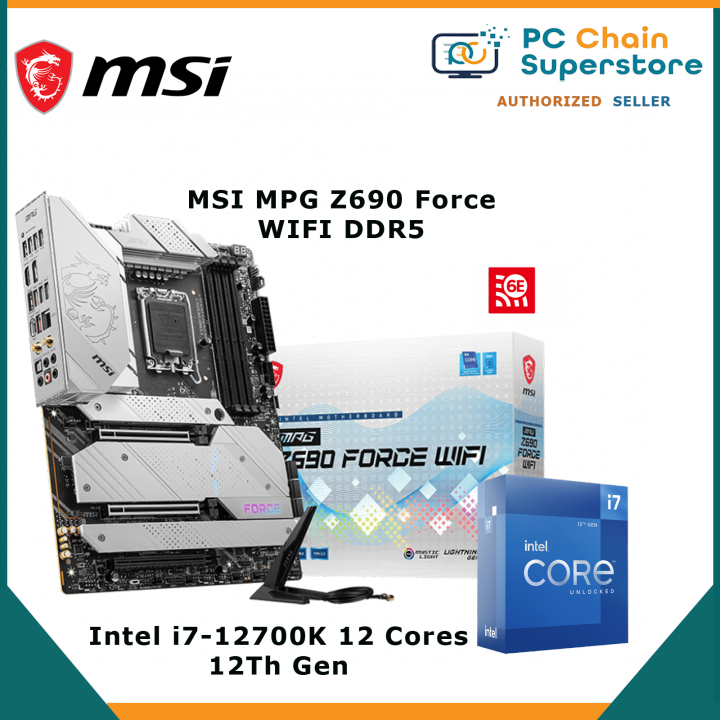 Intel i7-12700K 12th Gen 12 Cores Processor + MSI MPG Z690 Force WIFI DDR5 Motherboard bundle ...
