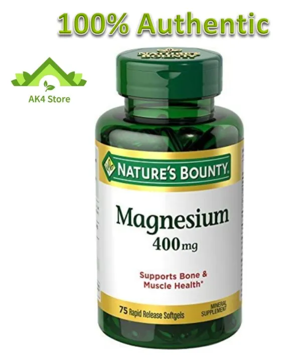 Magnesium 400 mg 75 Softgels, Supports Bone and Muscle Health, Nature's ...