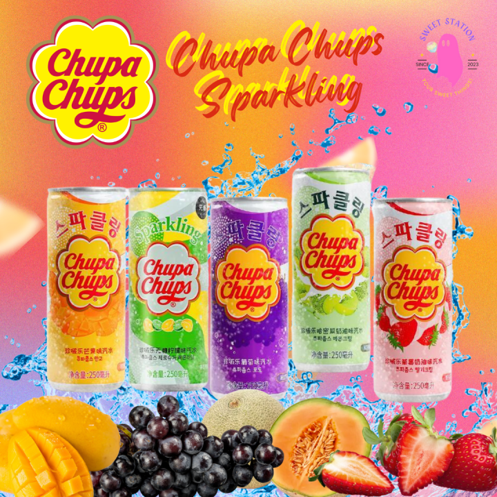 จูปาจุ๊ปส์ น้ำผลไม้ผสมโซดา Chupa Chups 1กระป๋อง/250ml. น้ำอัดลมกลิ่นผลไม้ Chupa Chups Drinks ...
